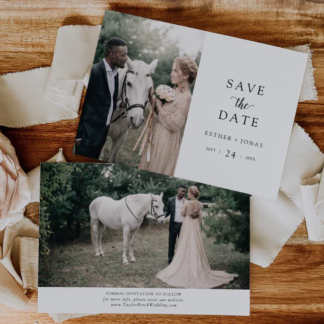 Vintage Script Photo Save The Date | Zazzle