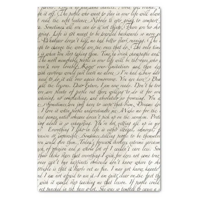 Vintage Script Text Art Tissue Paper | Zazzle