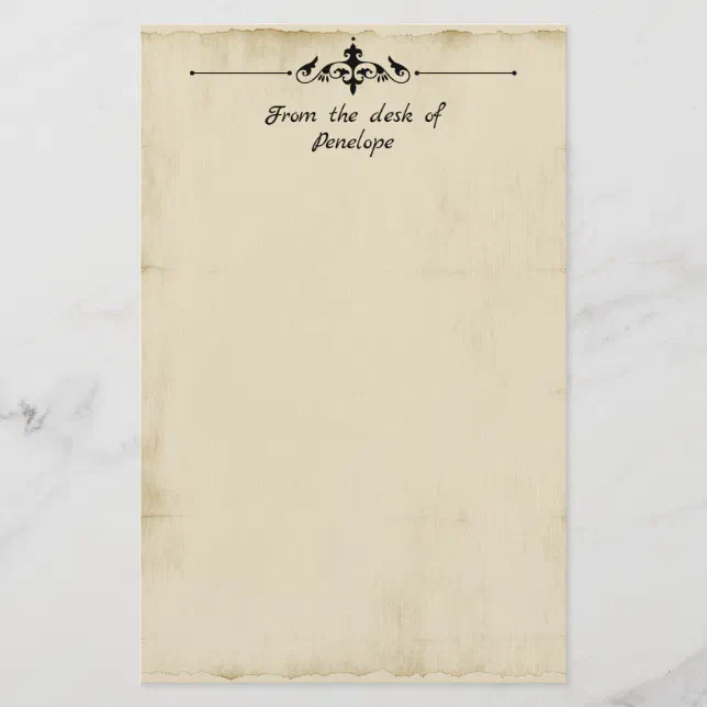 Vintage Scroll Header Old Parchment Add Your Name Stationery | Zazzle