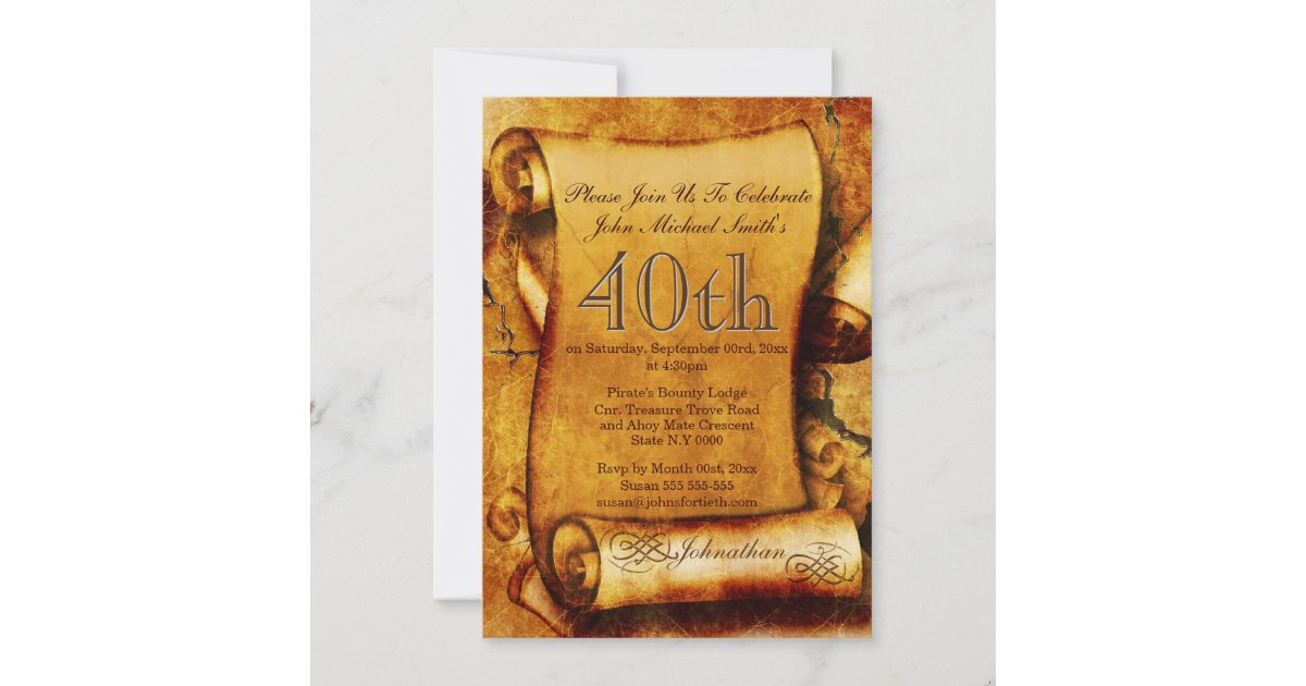 Vintage scroll parchment birthday 3 | PERSONALIZE Invitation | Zazzle