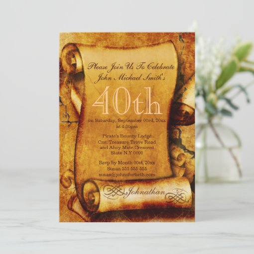 Vintage scroll parchment birthday PERSONALIZE Invitation | Zazzle
