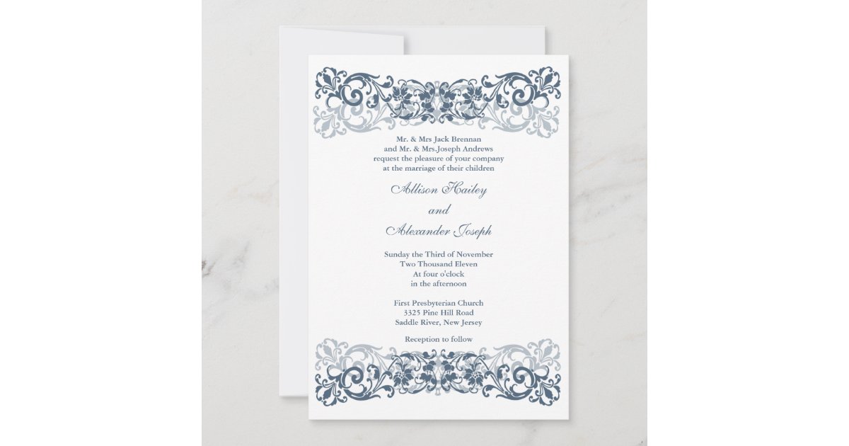 Vintage Scroll Wedding Invitation | Zazzle