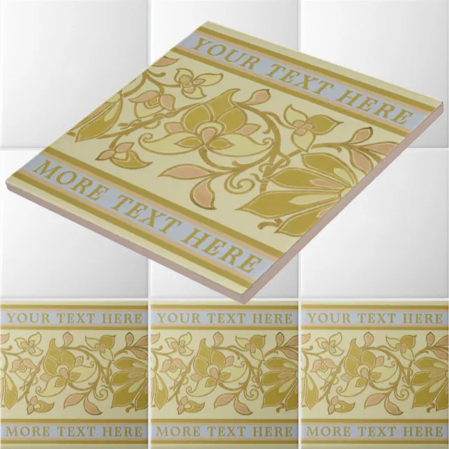 Vintage Scrolling Foliage Floral Frieze Template Ceramic Tile | Zazzle