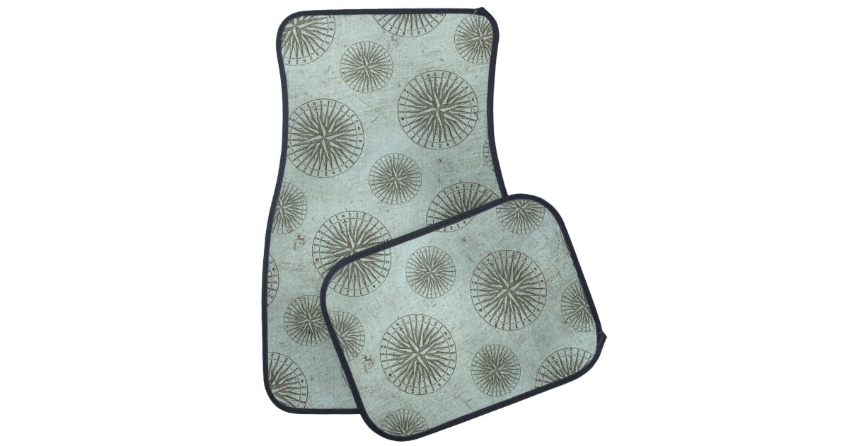 Vintage Sea Shanty | Steampunk Compass Ephemera Car Floor Mat | Zazzle