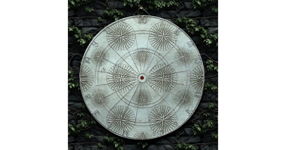 Vintage Sea Shanty | Steampunk Compass Ephemera Dart Board | Zazzle