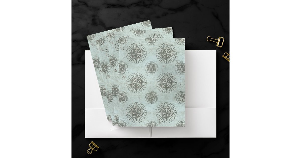 Vintage Sea Shanty | Steampunk Compass Ephemera Pocket Folder | Zazzle