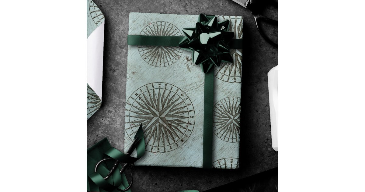 Vintage Sea Shanty | Steampunk Compass Ephemera Wrapping Paper | Zazzle