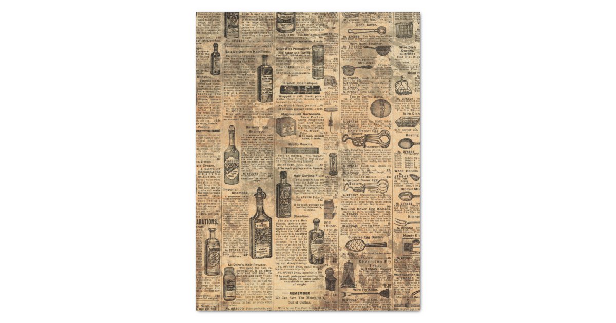 Vintage Sears Catalog ads pg from 1906 Shabby Chic Tissue Paper | Zazzle