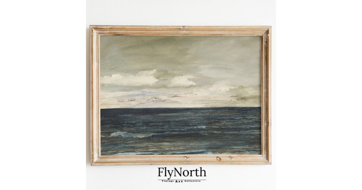 Vintage Seascape Painting Dark Blue Ocean Antique Poster | Zazzle