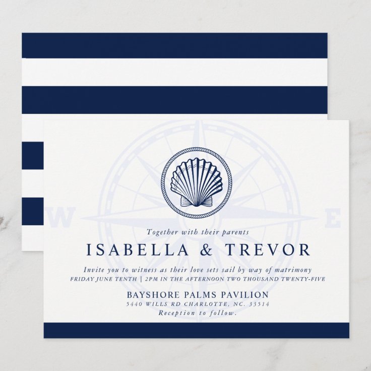 Vintage Seashell | Nautical Themed Wedding Invitation | Zazzle