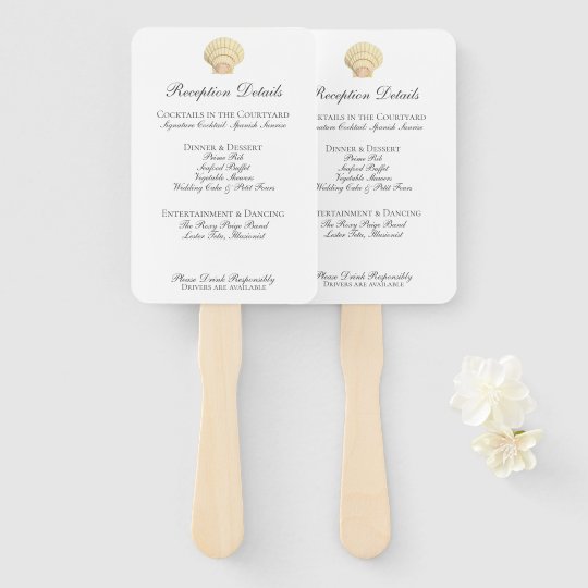 Vintage Seashell Wedding Menu Hand Fan | Zazzle.com