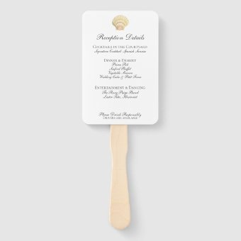 Vintage Seashell Wedding Menu Hand Fan | Zazzle