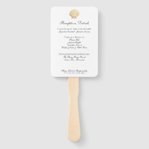 Vintage Seashell Wedding Menu Hand Fan | Zazzle
