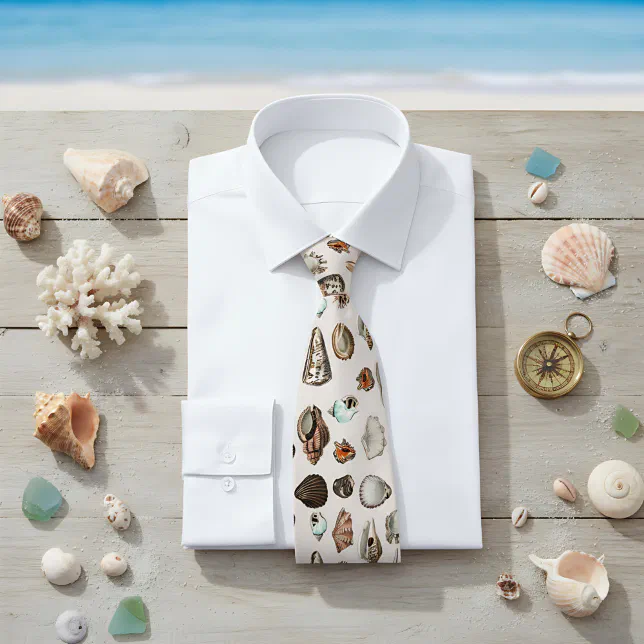 Vintage Seashells Coastal Beach Nautical Marine Neck Tie | Zazzle