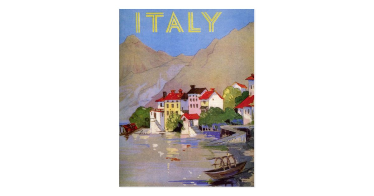 Vintage Seaside Village Italy Tourism Postcard | Zazzle.com