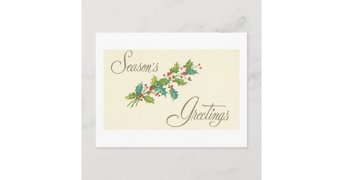 Vintage "Seasons Greetings" Card | Zazzle