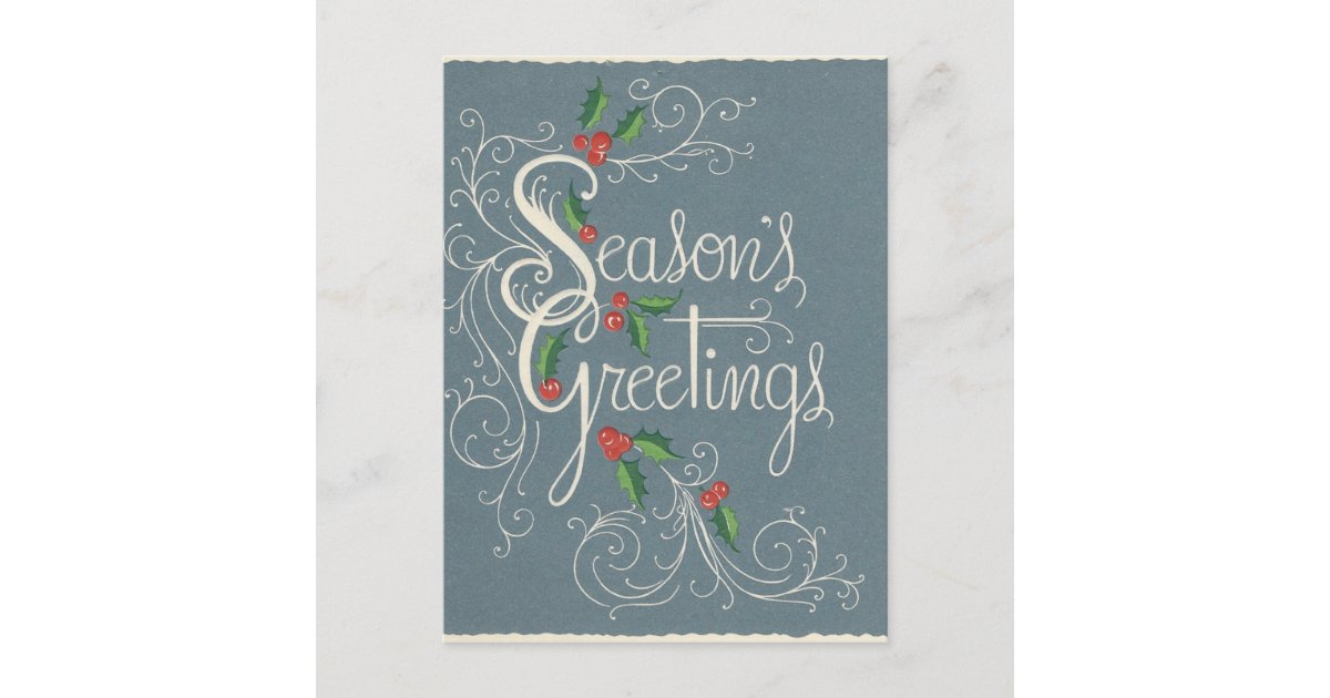 Vintage Season's Greetings Holiday Postcard | Zazzle