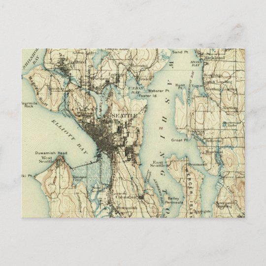 Vintage Seattle Map Postcard | Zazzle.com