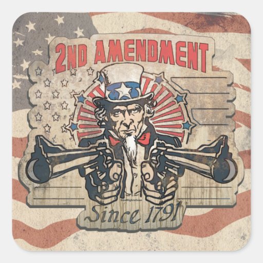 Vintage Second Amendment 1791 Square Sticker | Zazzle