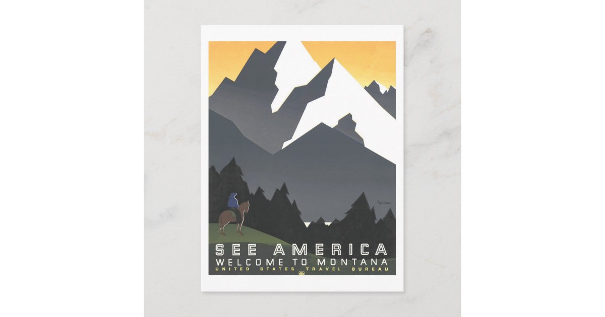 Vintage "See America" Montana Travel Poster Postcard | Zazzle