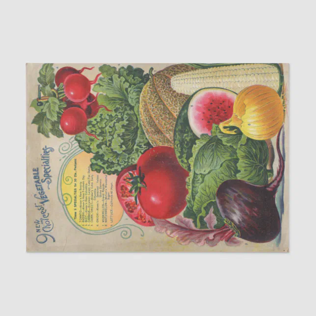 Vintage Seed Catalog Vegetable Specialties Tissue Paper | Zazzle