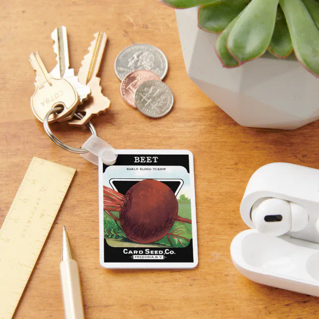 Vintage Seed Packet Label Art, Beet Vegetables Keychain | Zazzle