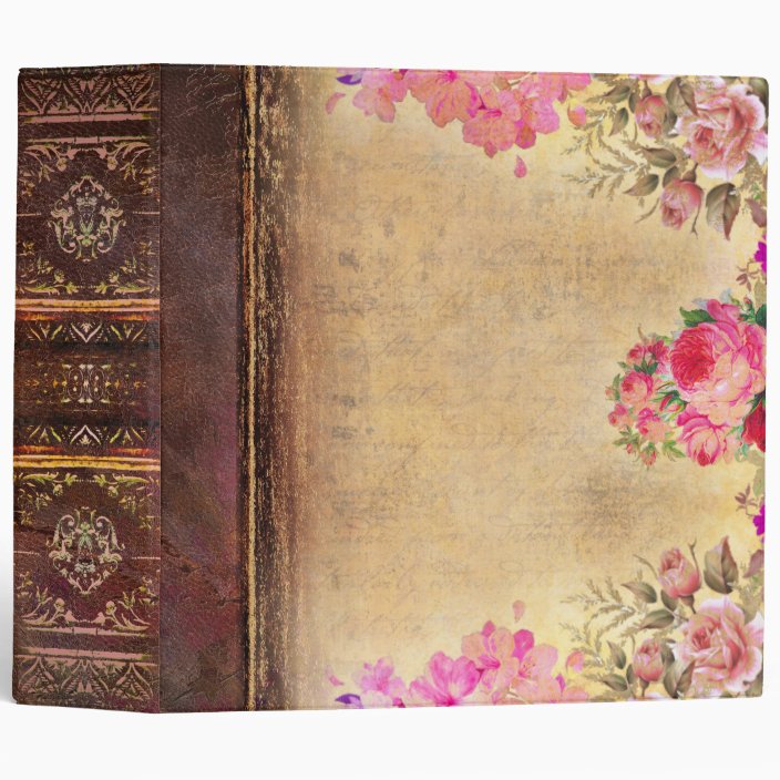Vintage Sepia and Rose Floral Antique Book 3 Ring Binder | Zazzle.com