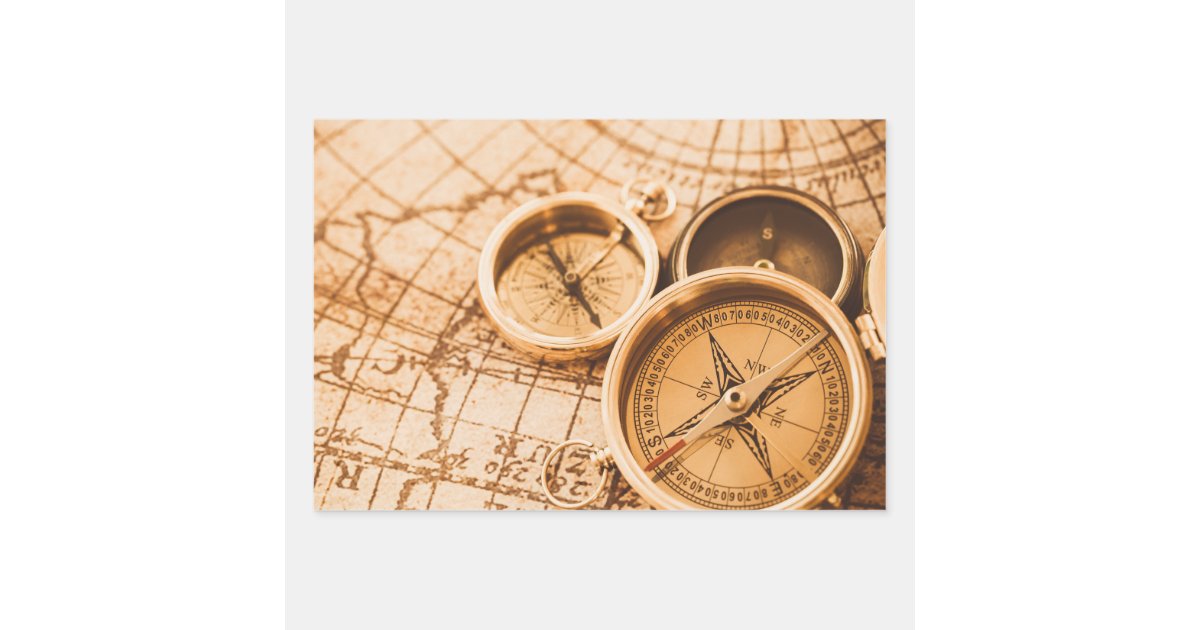 Vintage Sepia Compass Map Decoupage Decoupaging Wrapping Paper Sheets ...