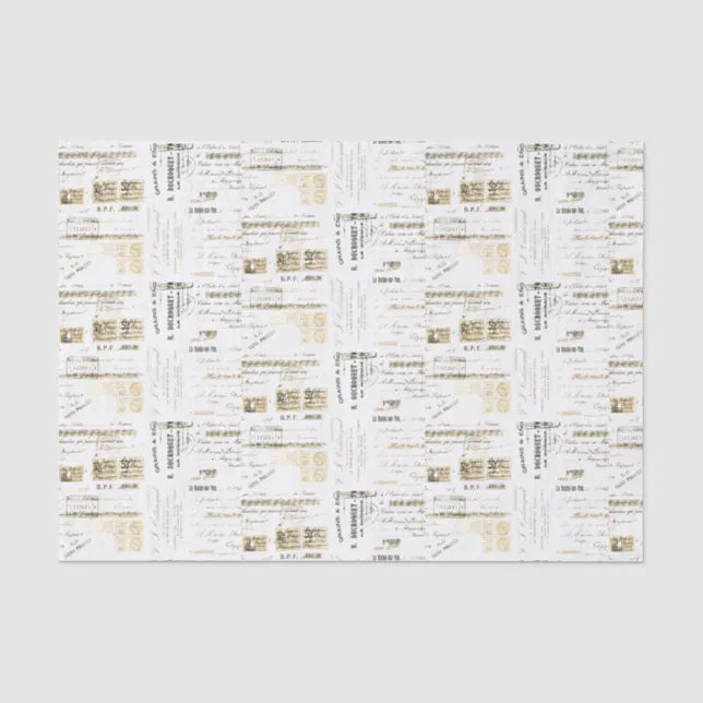 Vintage Sepia French Receipt Tissue Paper | Zazzle