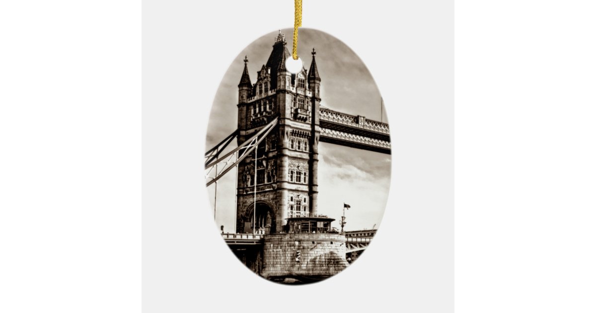 Vintage Sepia London Tower Bridge Ceramic Ornament | Zazzle