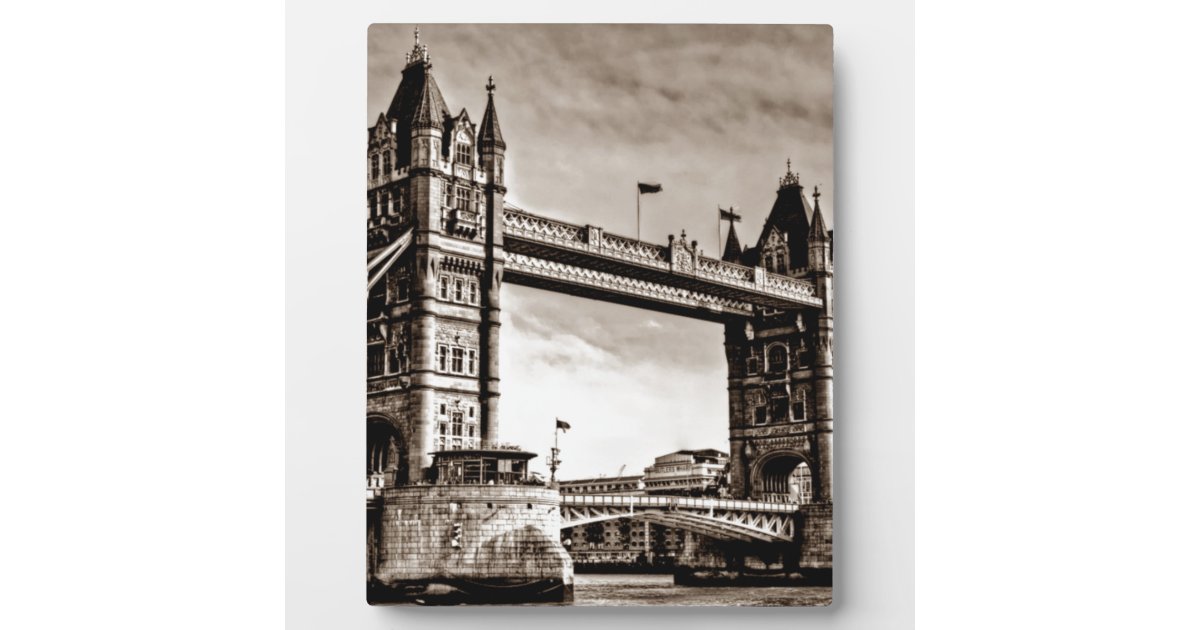 Vintage Sepia London Tower Bridge Plaque | Zazzle