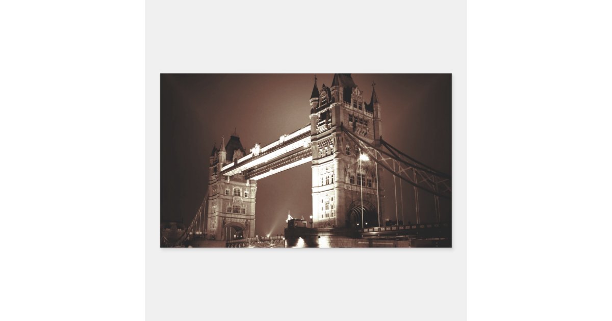 Vintage Sepia London Tower Bridge Rectangular Sticker | Zazzle