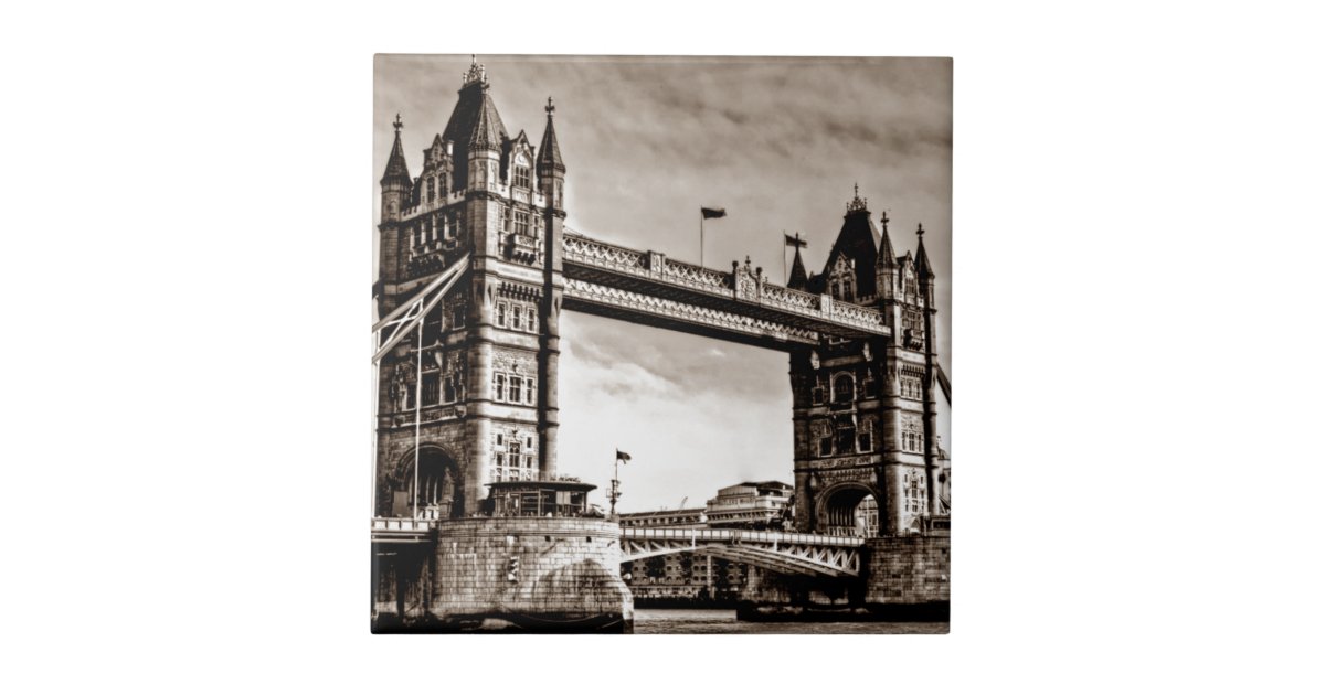 Vintage Sepia London Tower Bridge Tile | Zazzle