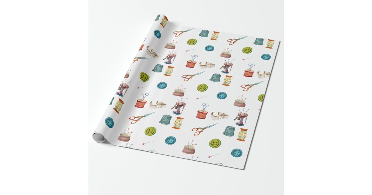 Vintage Sewing Accessories Wrapping Paper | Zazzle