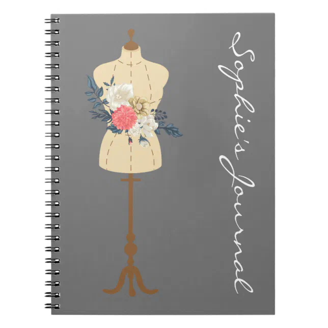 Vintage sewing cute dress form notebook | Zazzle