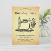 Vintage Sewing Machine Birthday Party Invitation | Zazzle