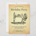 Vintage Sewing Machine Birthday Party Invitation | Zazzle