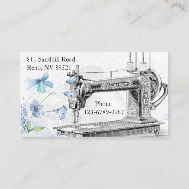 Vintage Sewing Machine Business Card | Zazzle