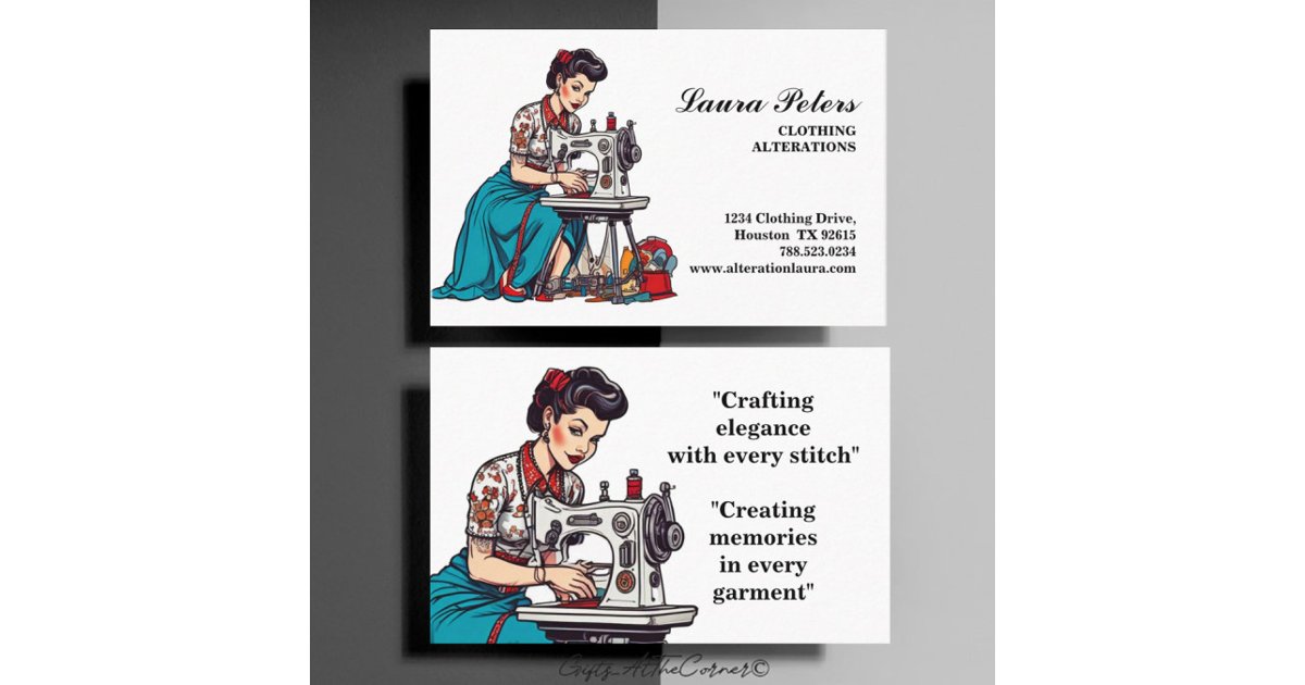 Vintage Sewing Machine Clothing Alteration Business Card | Zazzle
