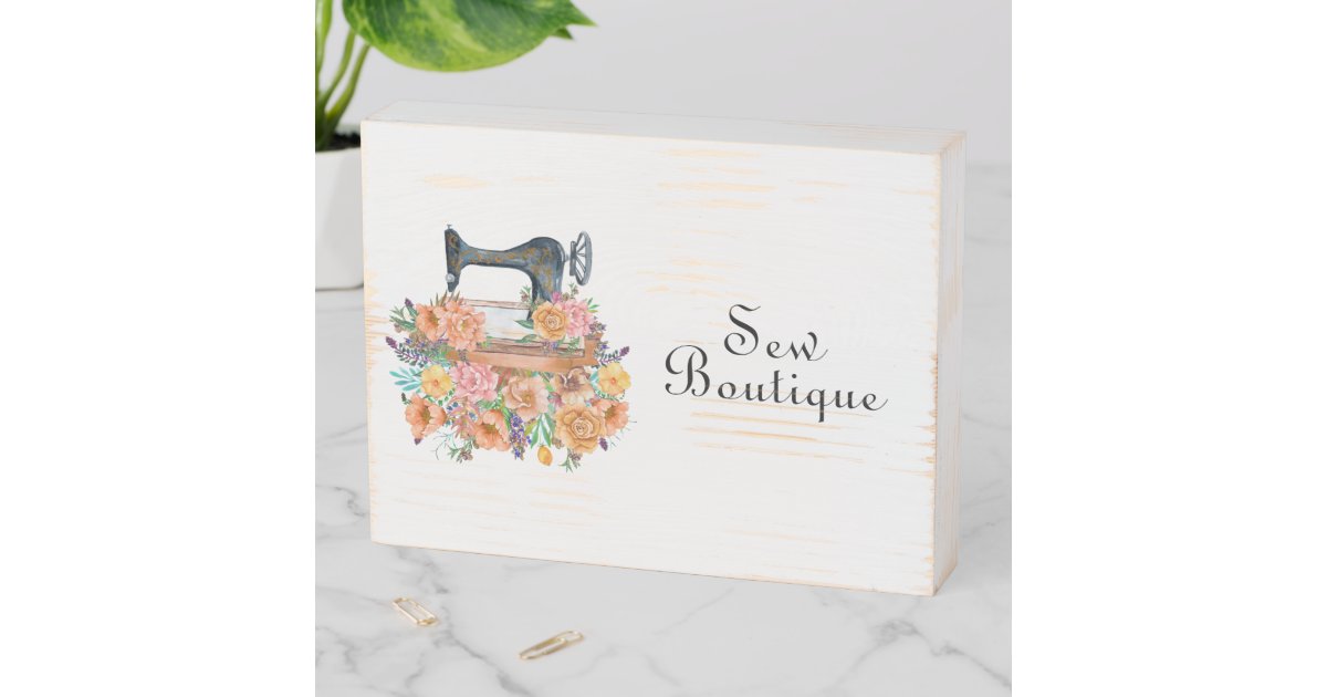 Vintage Sewing Machine Customizable Wooden Box Sign | Zazzle