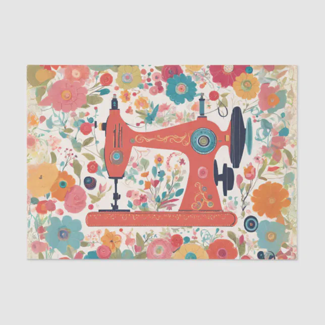 Vintage Sewing Machine Decoupage Tissue Paper | Zazzle