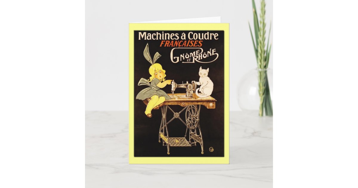Vintage Sewing Machine Greetings Card | Zazzle