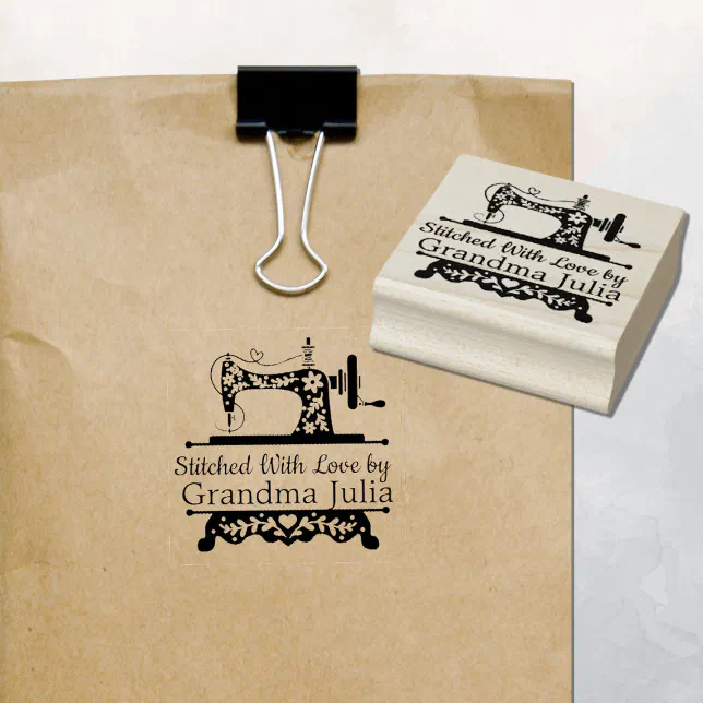 Vintage Sewing Machine Logo Rubber Stamp | Zazzle