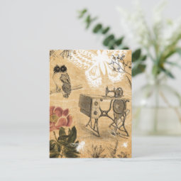 Vintage Sewing Machine Postcard | Zazzle