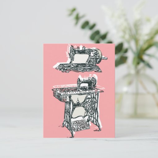 Vintage sewing machine postcard | Zazzle
