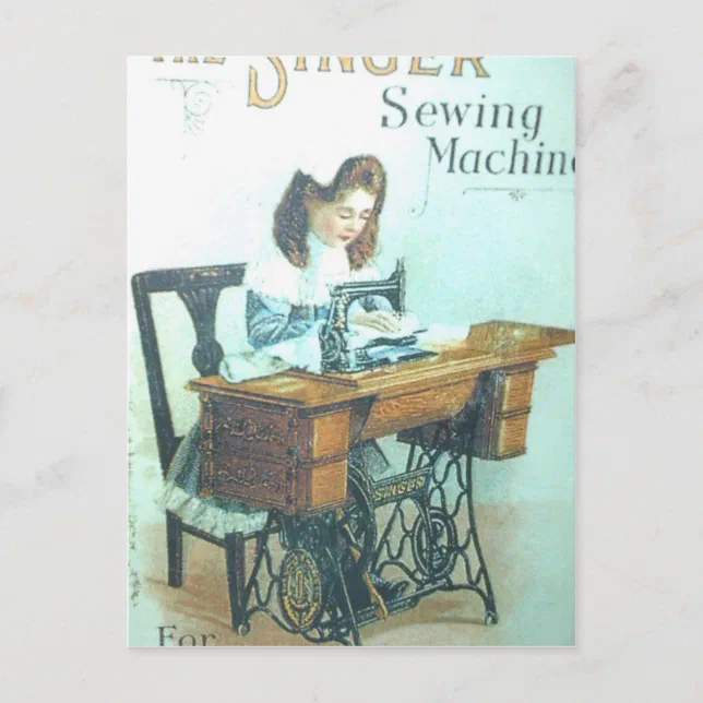 Vintage Sewing Machine Postcard | Zazzle
