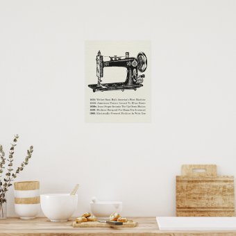 Vintage Sewing Machine Poster | Zazzle
