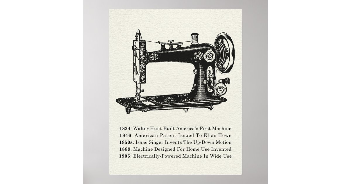 Vintage Sewing Machine Poster | Zazzle