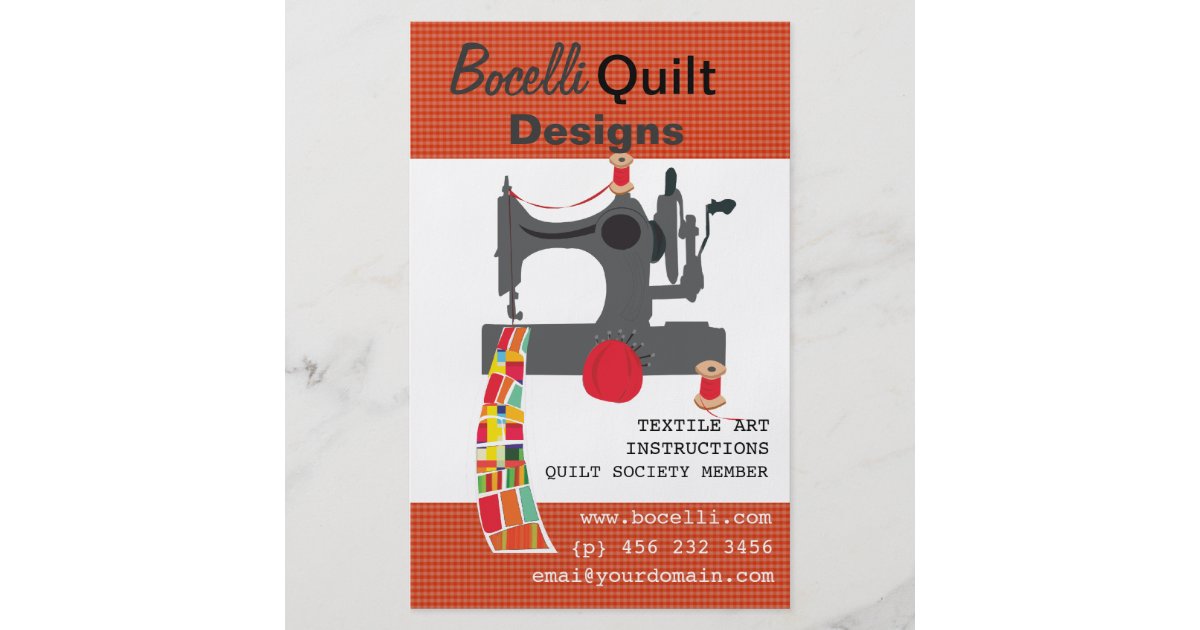 Vintage Sewing Machine Quilting Textile Artist Flyer | Zazzle