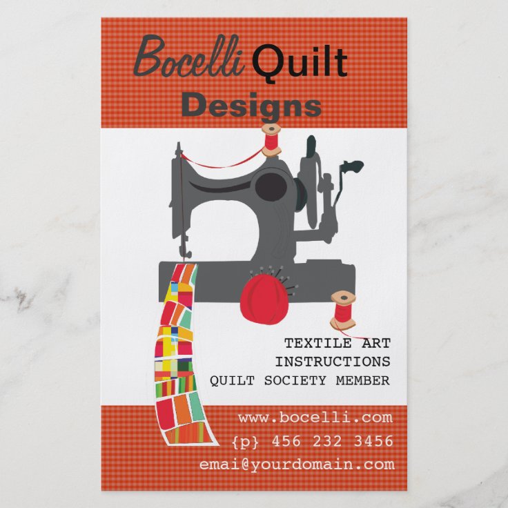 Vintage Sewing Machine Quilting Textile Artist Flyer | Zazzle